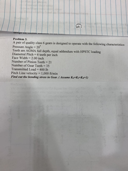 Solved aft i Problem 3. A pair of quality class 6 gears is | Chegg.com