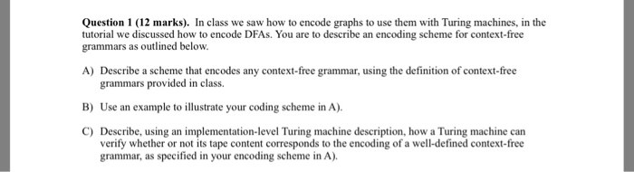 Solved Question 1 (12 marks). In class we saw how to encode | Chegg.com