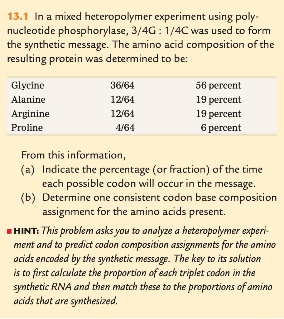 Solved 13.1 In a mixed heteropolymer experiment using | Chegg.com
