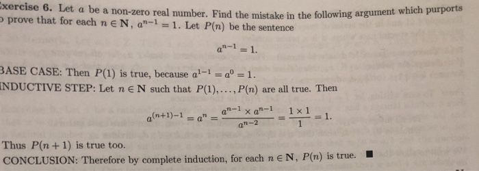 Solved xercise 6. Let a be a non-zero real number. prove | Chegg.com