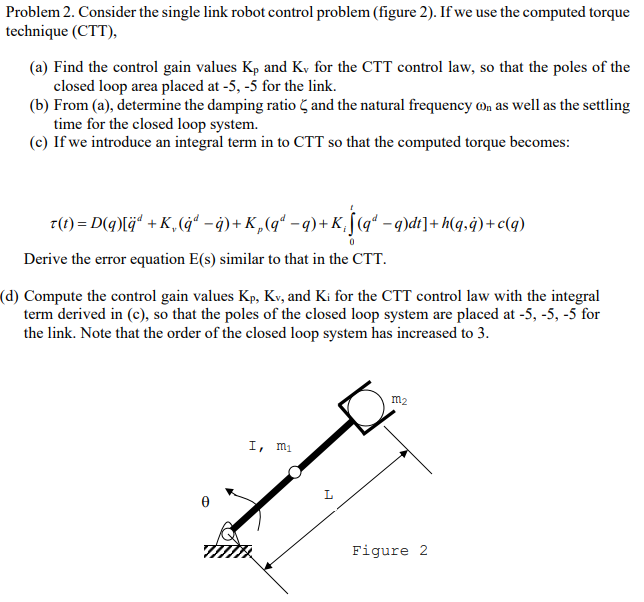 Problem 2. Consider the single link robot control | Chegg.com