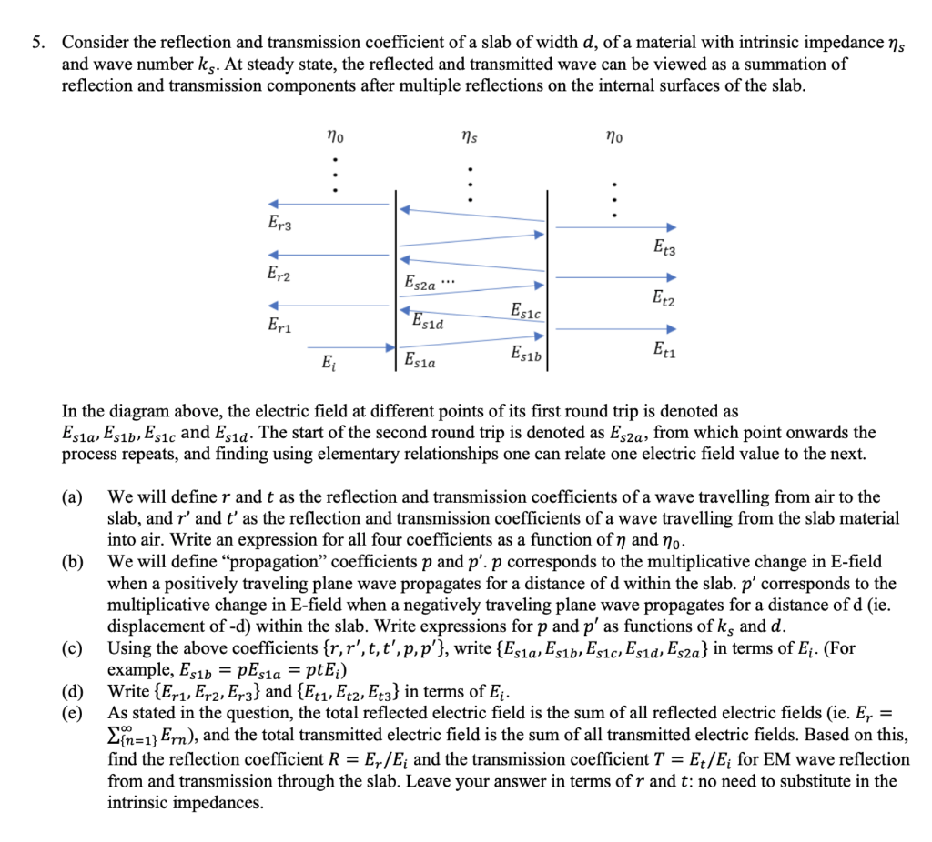 Solved Consider the reflection and transmission coefficient | Chegg.com