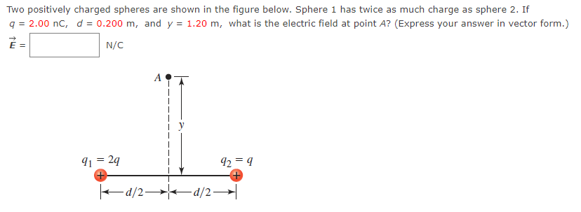 Solved Two positively charged spheres are shown in the | Chegg.com