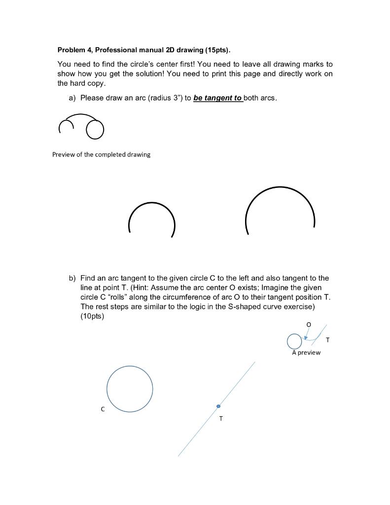 Problem 4, Professional manual 2D drawing (15pts). | Chegg.com