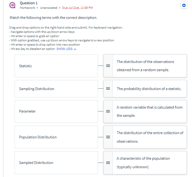 Solved Match the following terms with the correct | Chegg.com