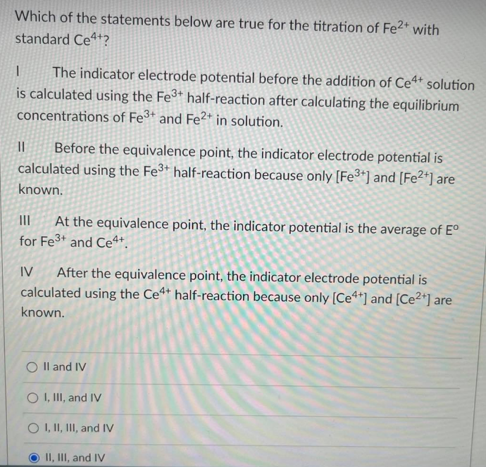 Solved For indicator electrodes, which statements are true? | Chegg.com