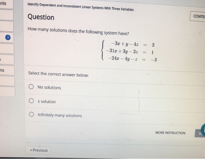 Solved Identify Dependent and Inconsistent Linear Systems | Chegg.com