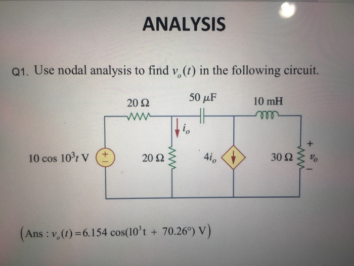 Solved Use nodal Analysis to find V0(t) Please | Chegg.com