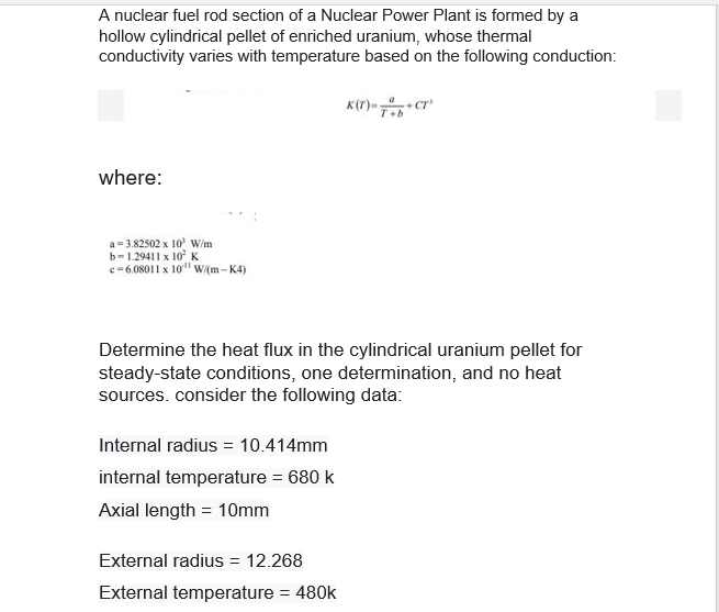 Solved A nuclear fuel rod section of a Nuclear Power Plant | Chegg.com