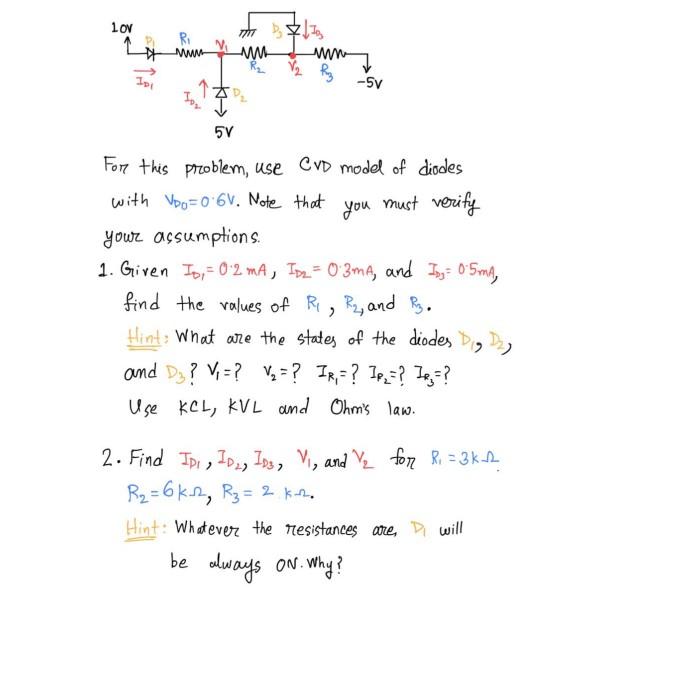 Solved For this problem, use CVD model of diodes with | Chegg.com