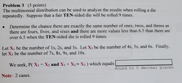 Solved Problem 3 (5 points) The multinomial distribution can | Chegg.com