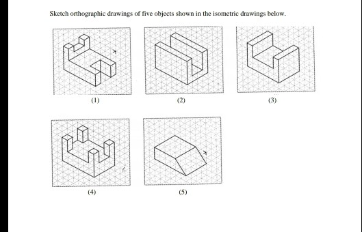 Solved Sketch orthographic drawings of five objects shown in | Chegg.com