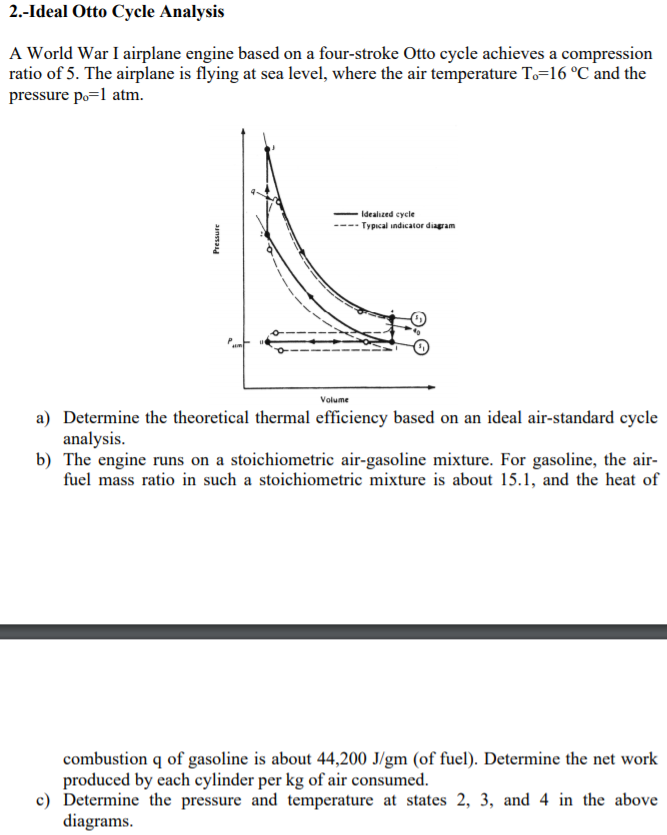 Solved 2.-Ideal Otto Cycle Analysis A World War I airplane | Chegg.com
