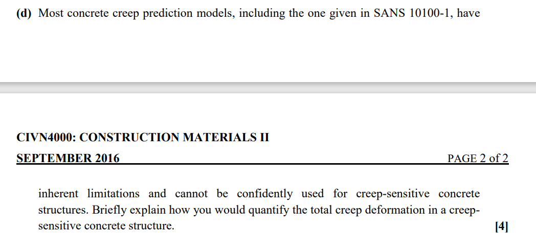 Solved D ﻿most Concrete Creep Prediction Models Including