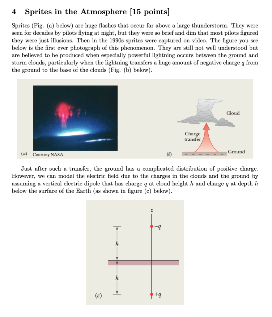 Solved 4 Sprites in the Atmosphere [15 points] Sprites (Fig. | Chegg.com