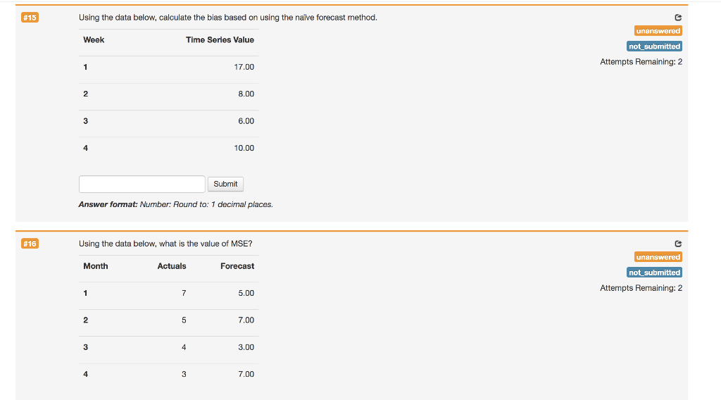 Solved #15 Using the data below, calculate the bias based on | Chegg.com