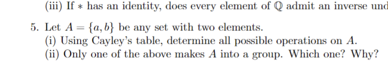 Solved 5. Let A={a,b} be any set with two elements. (i) | Chegg.com