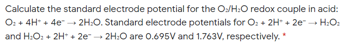 Solved Calculate the standard electrode potential for the | Chegg.com