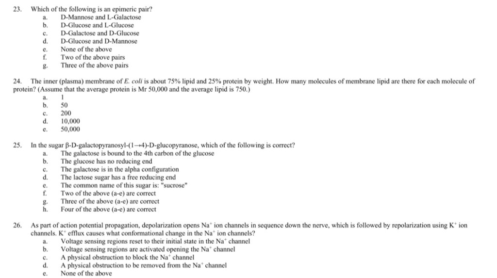 Solved 23. c. Which of the following is an epimeric pair? a. | Chegg.com