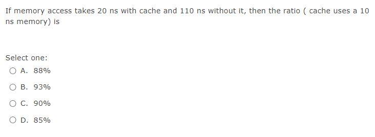 Solved If memory access takes 20 ns with cache and 110 ns | Chegg.com