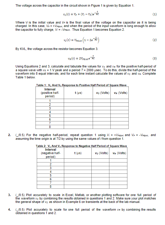 Solved For this prelab, use the component values given in | Chegg.com