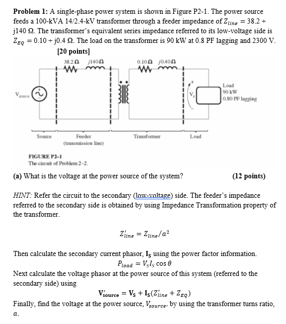 Solved Problem 1: A single-phase power system is shown in | Chegg.com