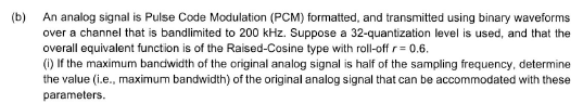Solved (b) An analog signal is Pulse Code Modulation (PCM) | Chegg.com