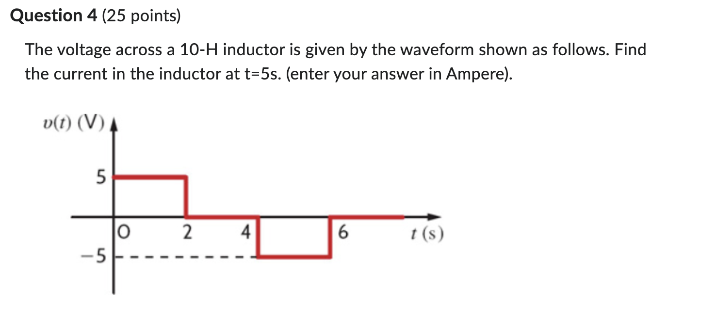 Solved The voltage across a 10−H inductor is given by the | Chegg.com