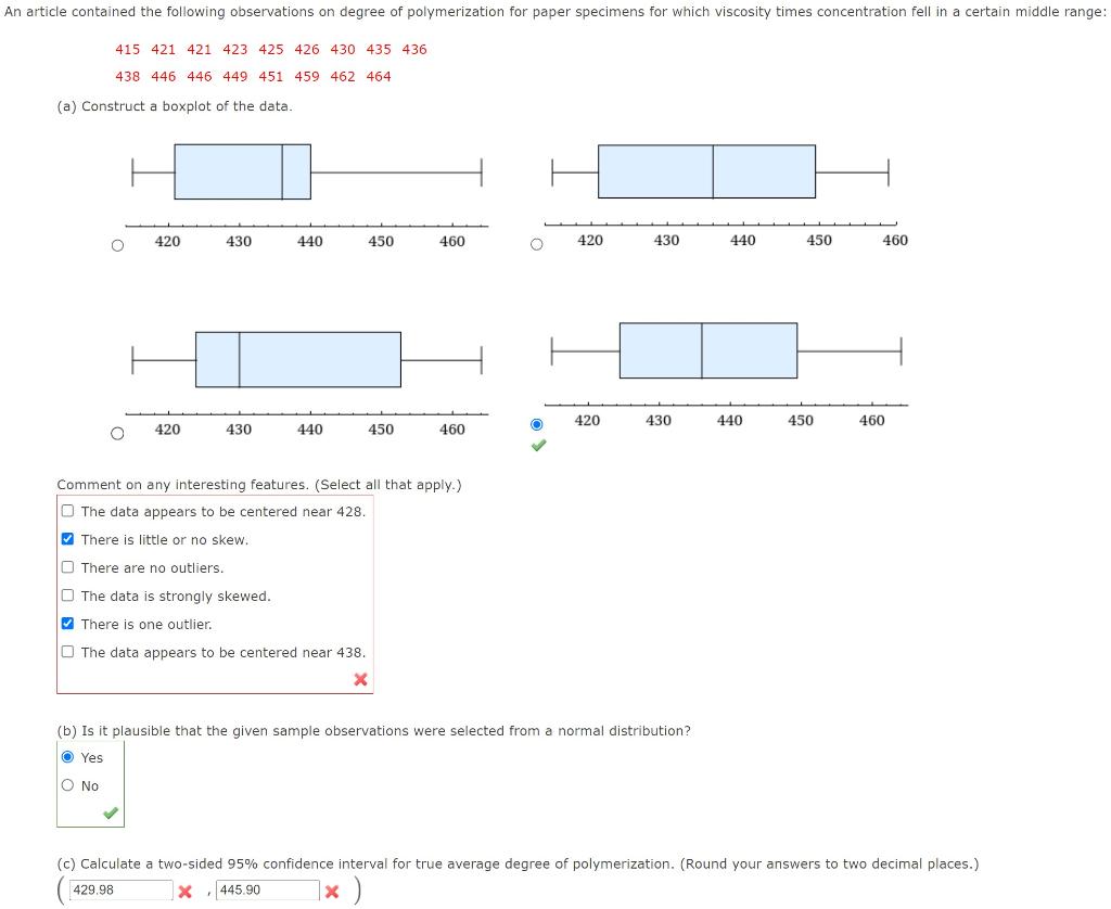 Solved (a) Construct a boxplot of the data. Comment on any | Chegg.com