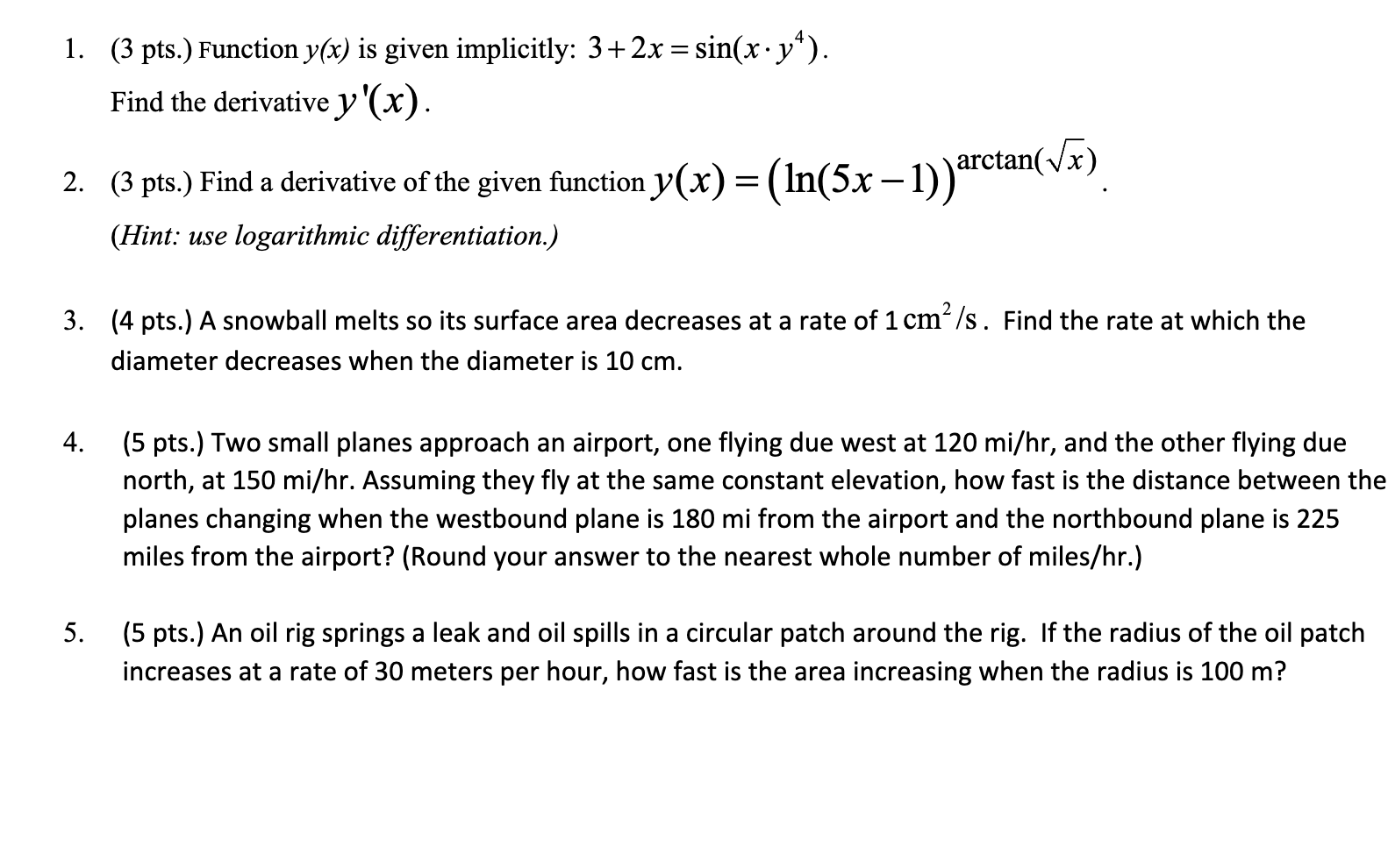Solved (3 ﻿pts.) ﻿Function y(x) ﻿is given implicitly: | Chegg.com