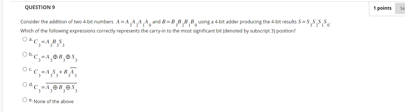 Solved Consider the addition of two 4-bit numbers A=A3A2A1A0 | Chegg.com