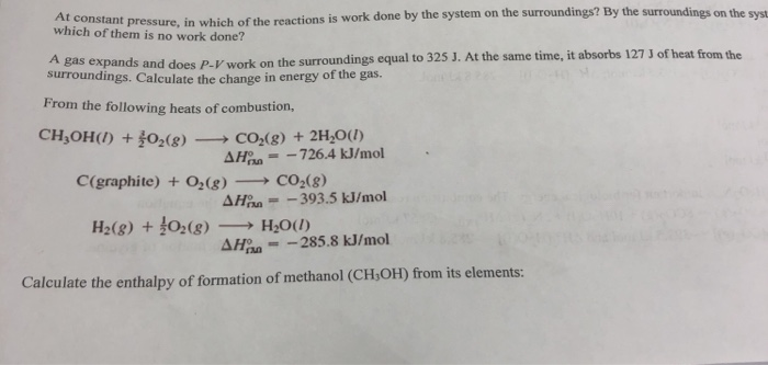 Solved surroundings on the syst At constant pressure, in | Chegg.com