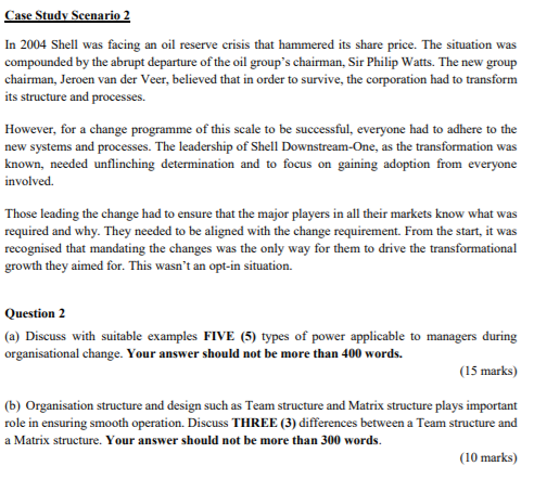 Solved Case Study Scenario 2 In 2004 Shell was facing an oil | Chegg.com