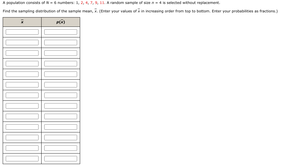 Solved A population consists of N = 6 numbers: 1, 2, 4, 7, | Chegg.com
