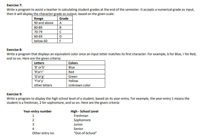 Solved Exercise 7: Write a program to assist a teacher in | Chegg.com