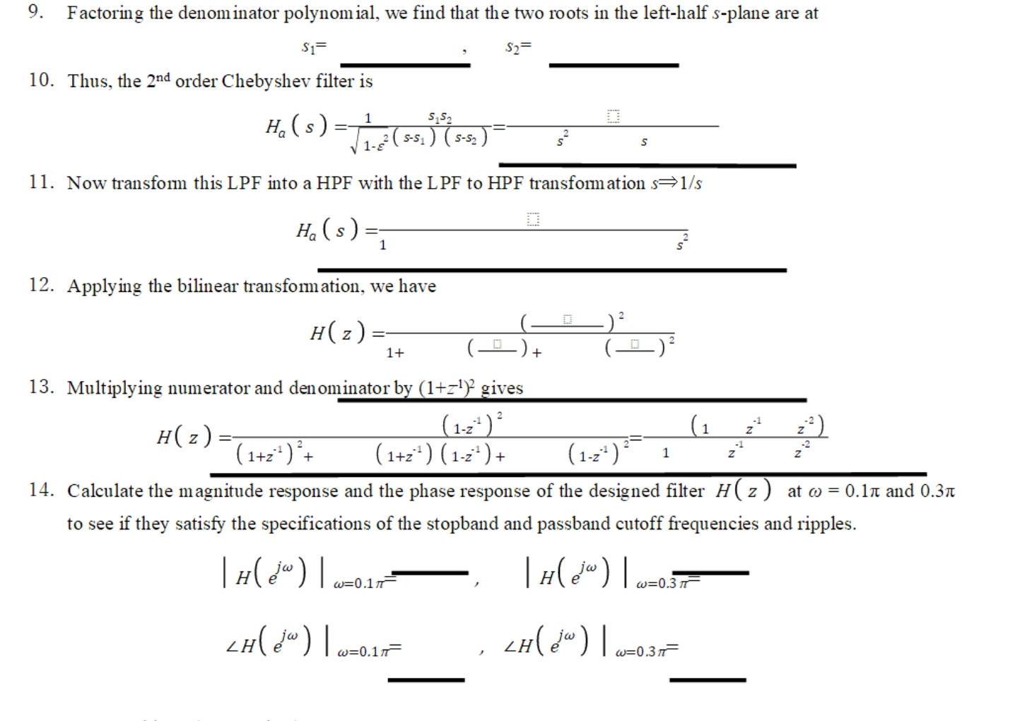 Use the bilinear transformation to design a digital | Chegg.com