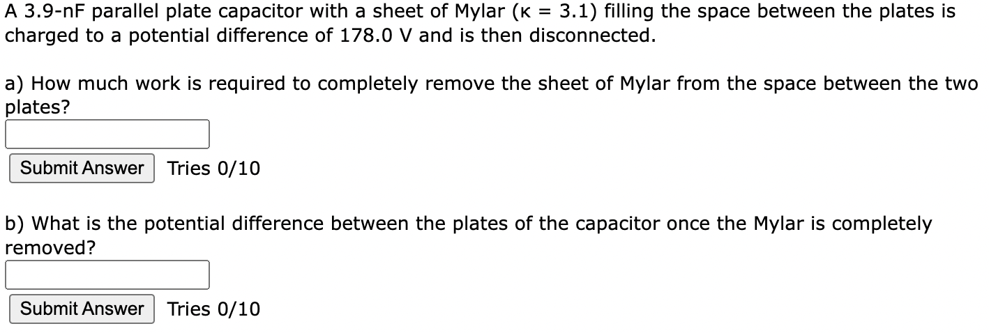 Solved A 3.9-nF parallel plate capacitor with a sheet of | Chegg.com