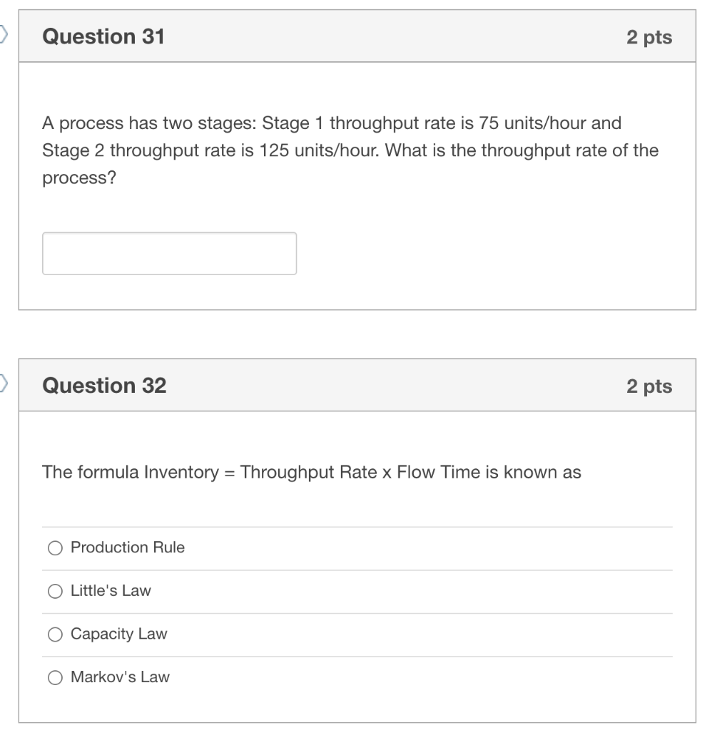 Solved A process has two stages: Stage 1 throughput rate is | Chegg.com