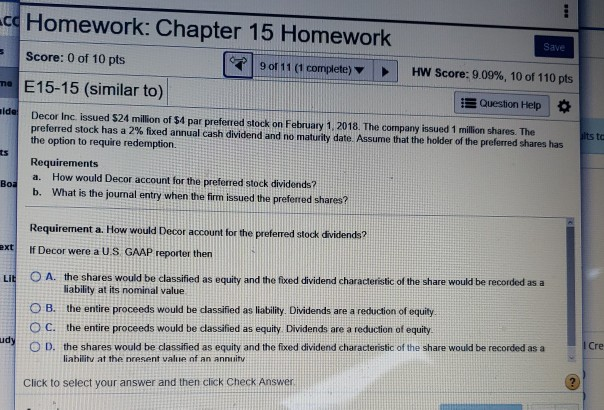 Save cc Homework: Chapter 15 Homework - Score: 0 of | Chegg.com