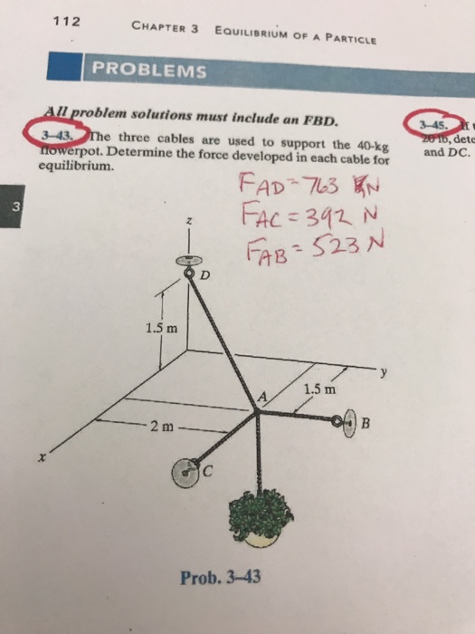 Solved 112 CHAPTER 3 EQUILIBRIUM OF A PARTICLE PROBLEMS ll | Chegg.com