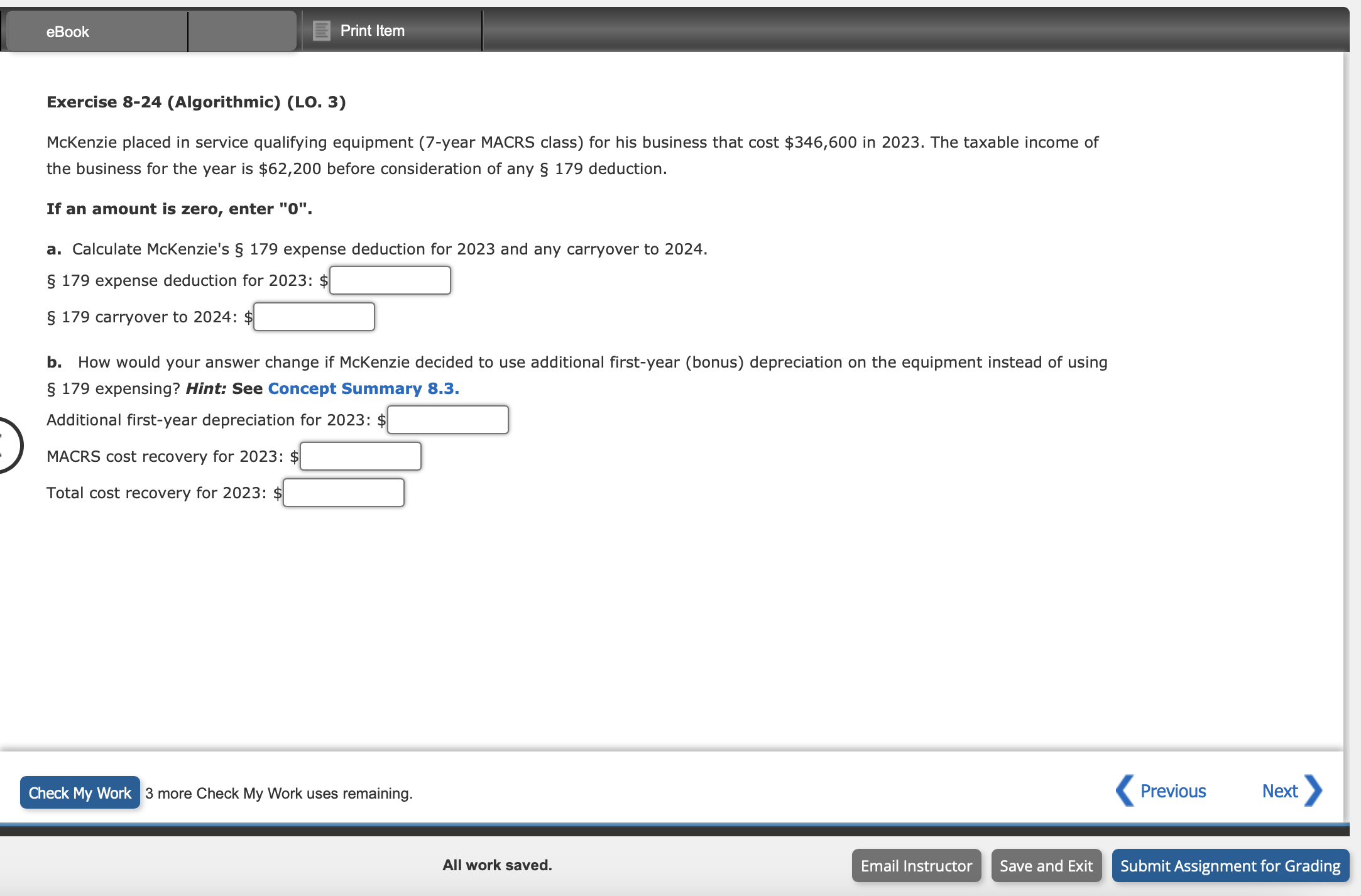 McKenzie placed in service qualifying equipment | Chegg.com