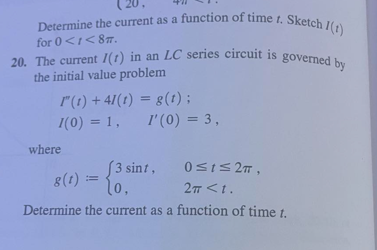 Solved Determine the current as a function of time t. | Chegg.com