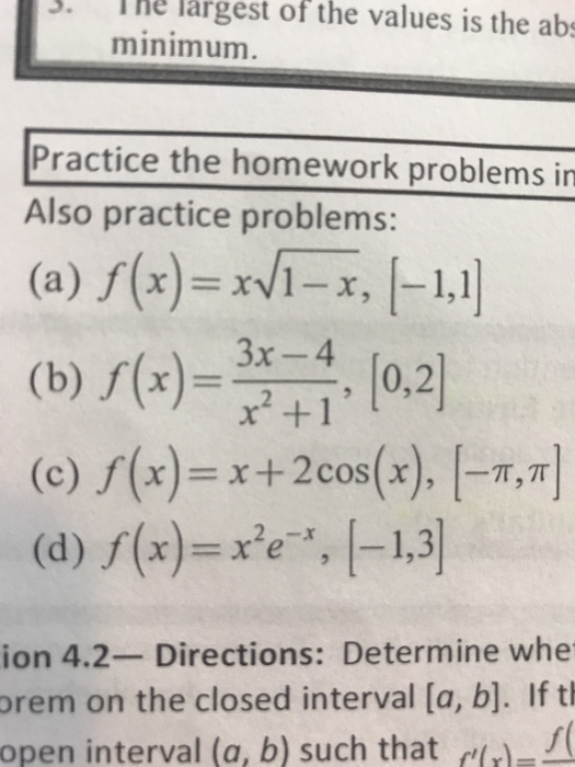 Solved Find the absolute max and min with the closed | Chegg.com