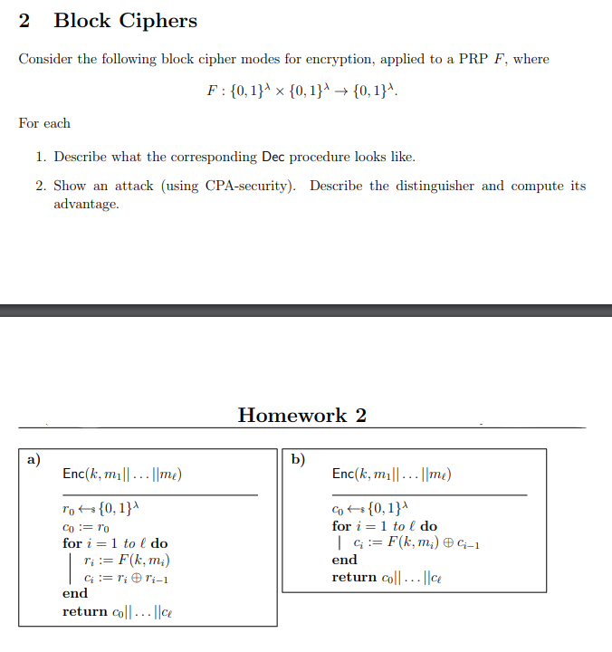 2 Block Ciphers Consider the following block cipher | Chegg.com