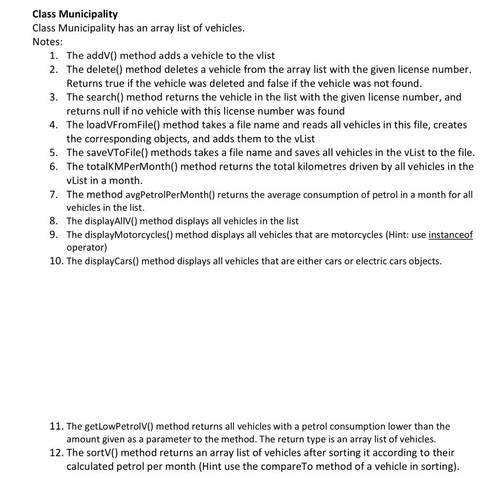 Solved Exercise 2: Vehicle Consider the following hierarchy: | Chegg.com