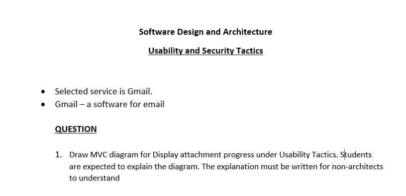 Solved Software Design and Architecture Usability and | Chegg.com