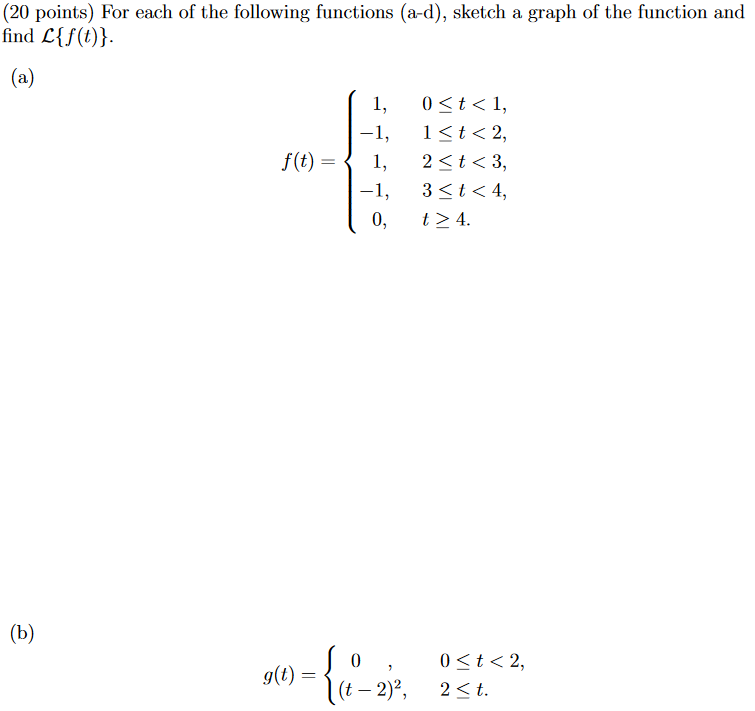Solved (20 points) For each of the following functions | Chegg.com