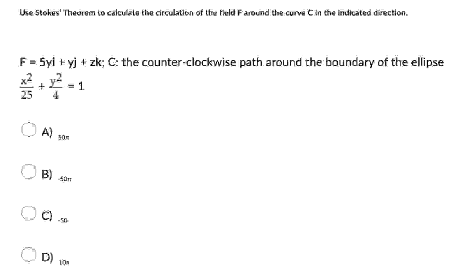 Solved F=5yi˙+yj+zk; C: the counter-clockwise path around | Chegg.com