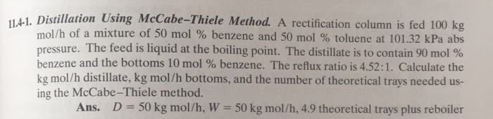 Solved L, Distillation Using McCabe-Thiele Method. A | Chegg.com