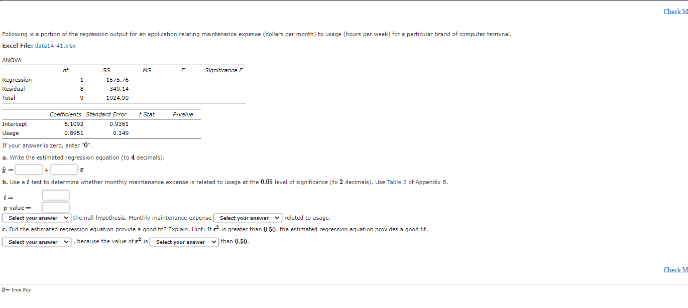 Solved Check M Following is a portion of the regression | Chegg.com